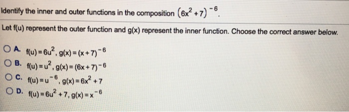 Solved identify the inner and outer functions in the | Chegg.com
