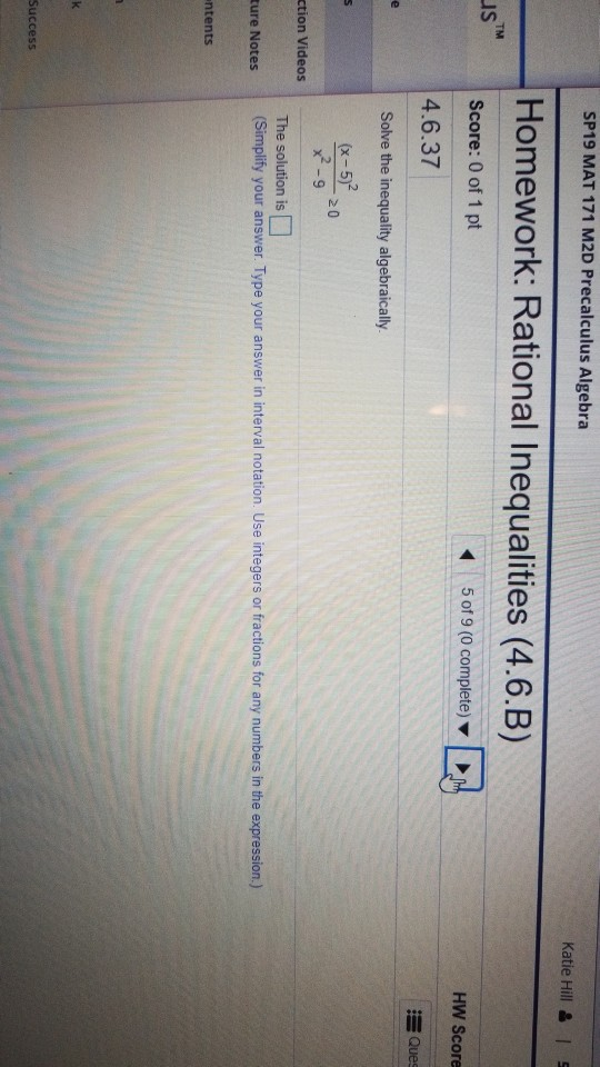 Solved SP19 MAT 171 M2D Precalculus Algebra Katie Hill & s | Chegg.com