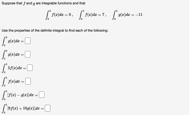 Solved Suppose that f and g are integrable functions and | Chegg.com