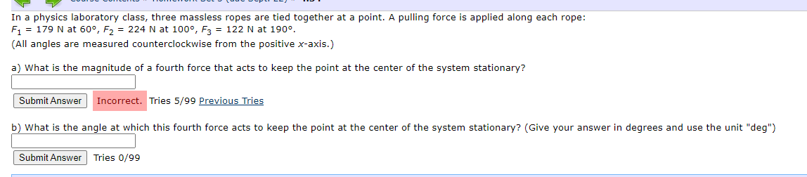 Solved In a physics laboratory class, three massless ropes | Chegg.com