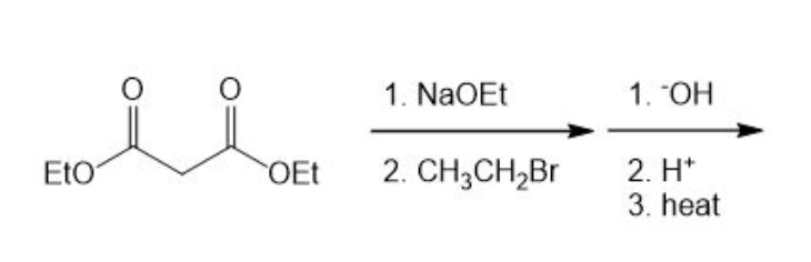 Solved 1. NaOEt 1. OH Eto OEt 2. CH3CH2Br 2. H 3. heat | Chegg.com