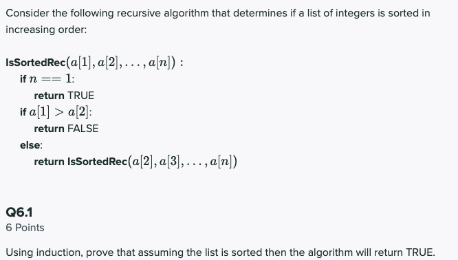 Solved Consider the following recursive algorithm that | Chegg.com