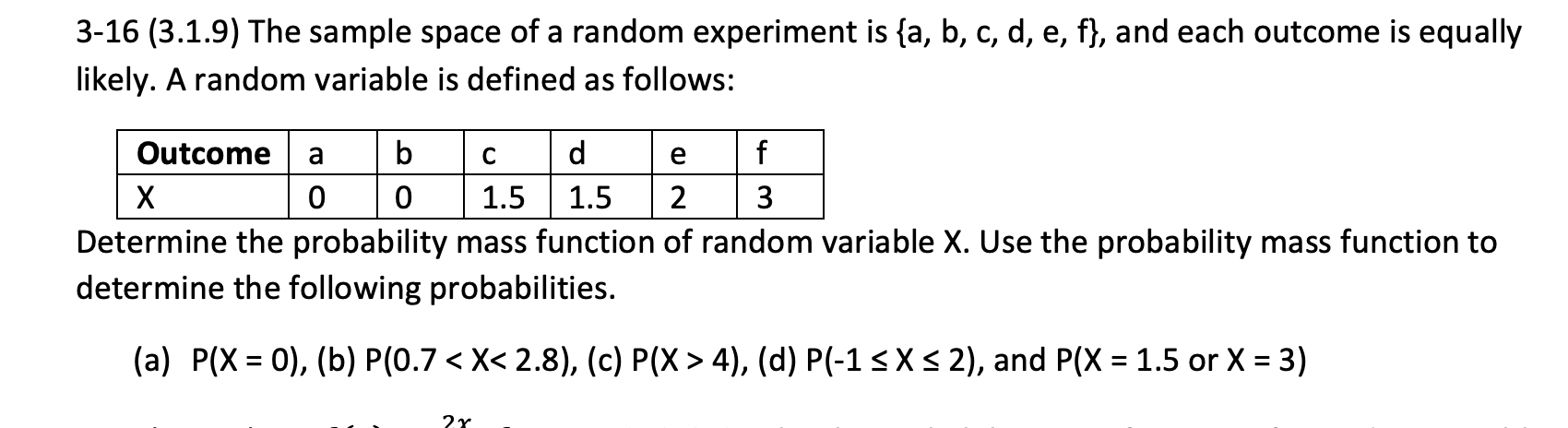 Solved 3 16 319 The Sample Space Of A Random Experiment 