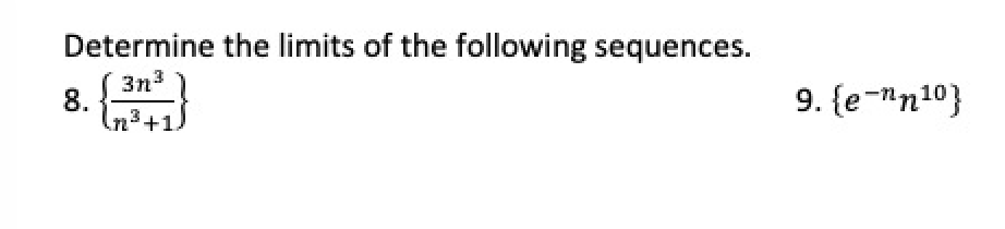 Solved Determine the limits of the following sequences. 3n | Chegg.com