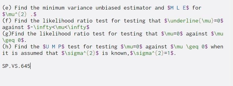 (e) Find the minimum variance unbiased estimator and | Chegg.com