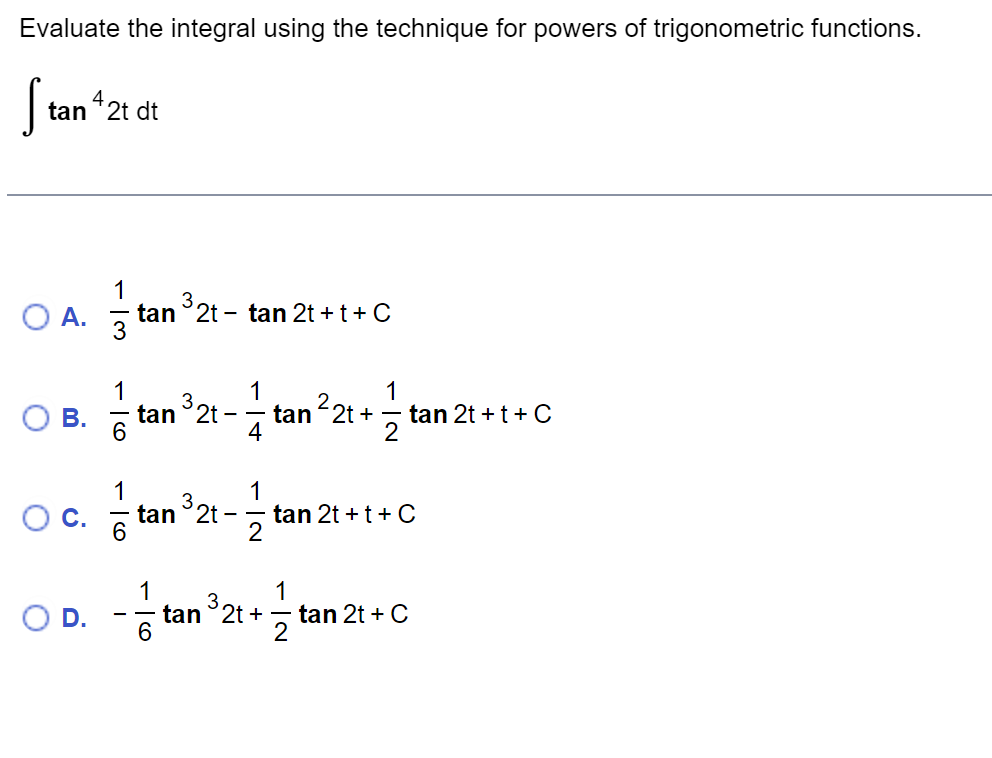 Solved Evaluate the integral using the technique for powers | Chegg.com