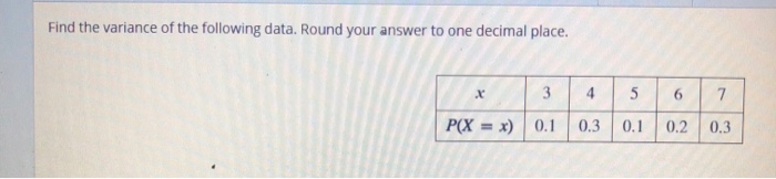 Solved Find the variance of the following data. Round your | Chegg.com