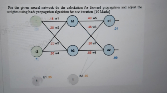 Solved For the given neural network do the calcuiation for | Chegg.com