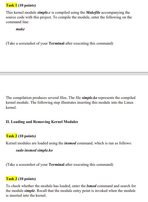 Solved Figure 2.21: Kernel module simple.c he function | Chegg.com