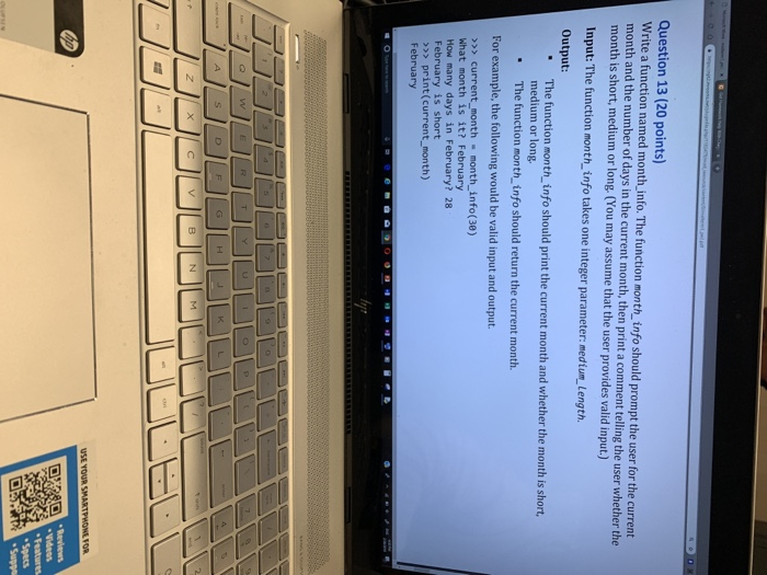 Solved Question 13 (20 points) Write a function named month | Chegg.com