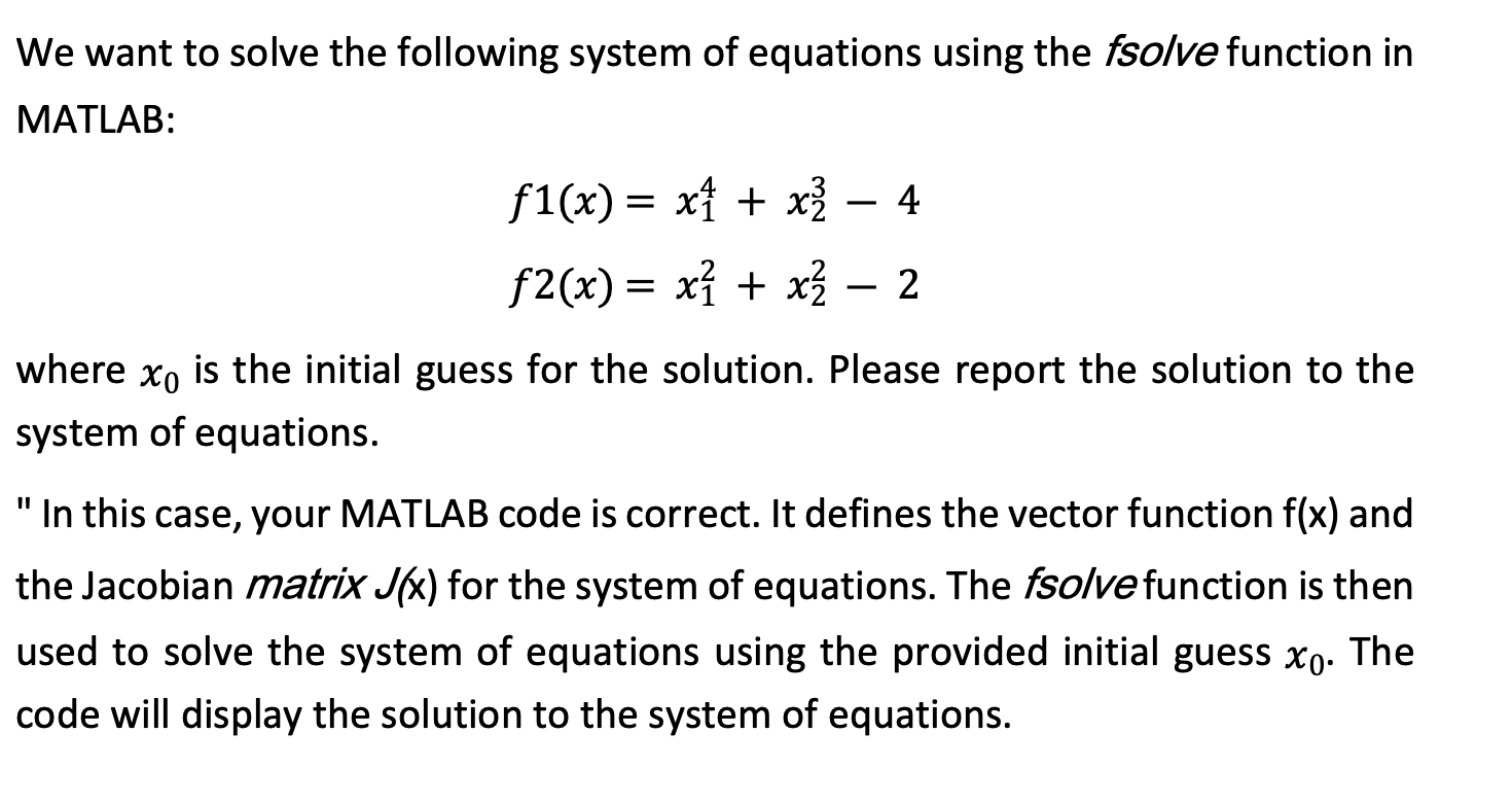 Solved We want to solve the following system of equations | Chegg.com