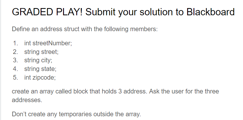 Solved GRADED PLAY! Submit your solution to Blackboard | Chegg.com