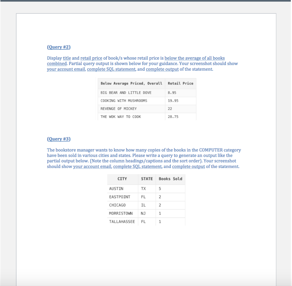 Solved (Query #3) The bookstore manager wants to know how | Chegg.com