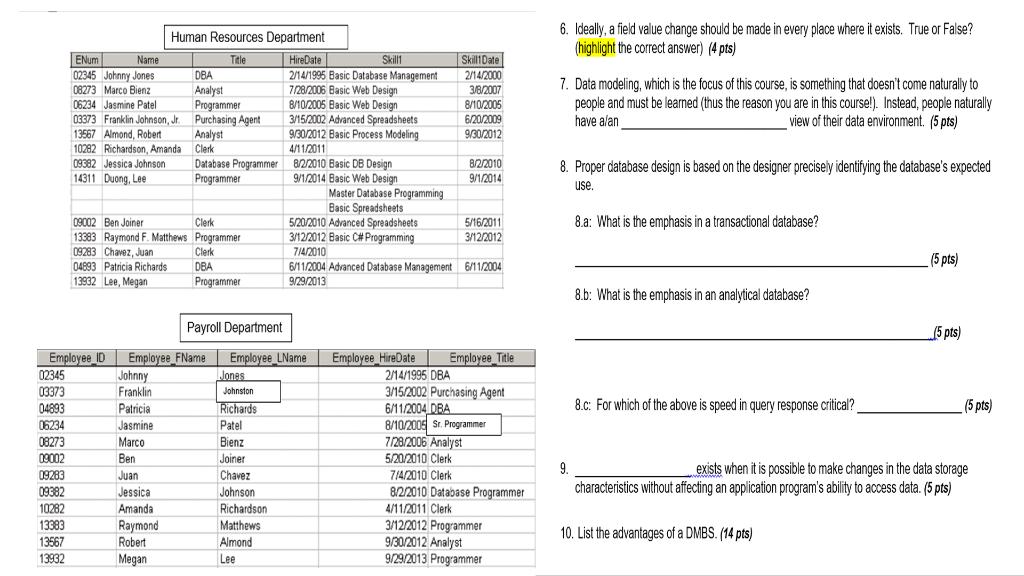 Solved 6. Ideally, a field value change should be made in | Chegg.com