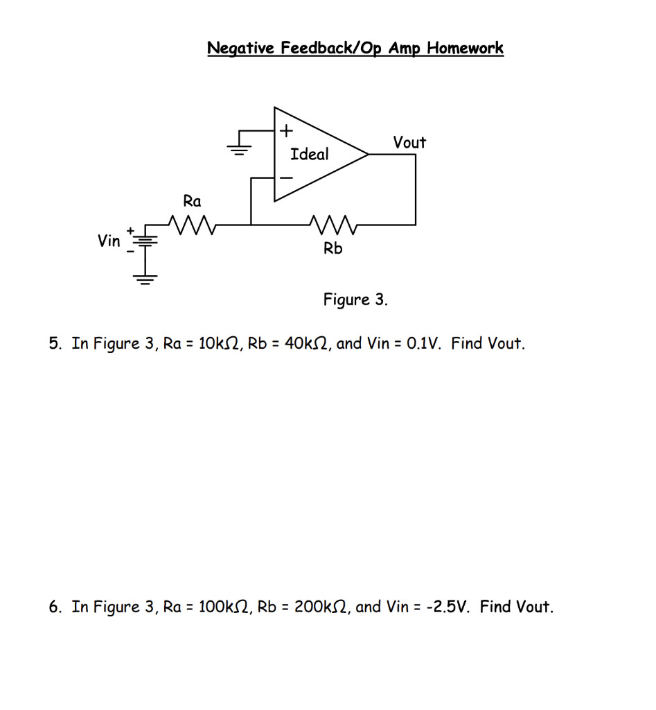 Solved Negative Feedback/Op Amp Homework 1. For the | Chegg.com