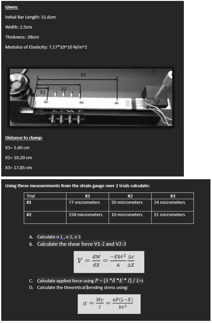 Solved Need help with Parts A-D utilizing formulas. Data was | Chegg.com