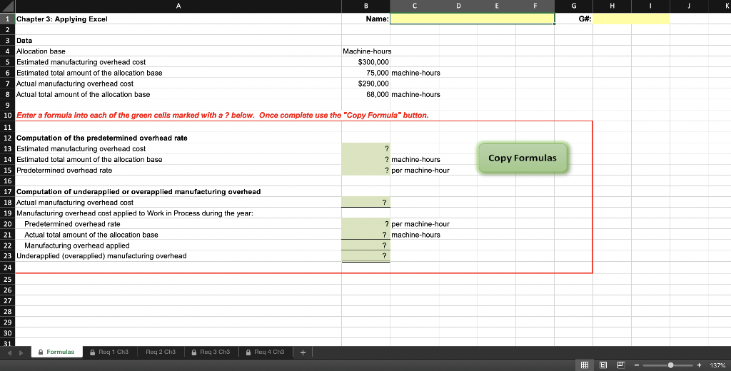 Solved D E F G H K G#: Copy Formulas A B C 1 Chapter 3: | Chegg.com