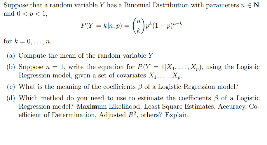 Solved Suppose that a random variable Y has a Binomial | Chegg.com