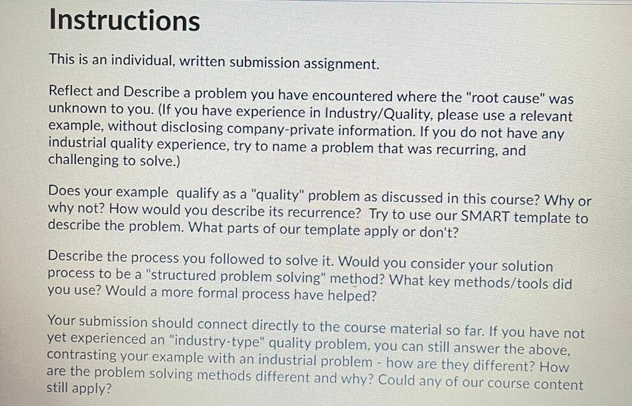 Solved Instructions This is an individual, written | Chegg.com