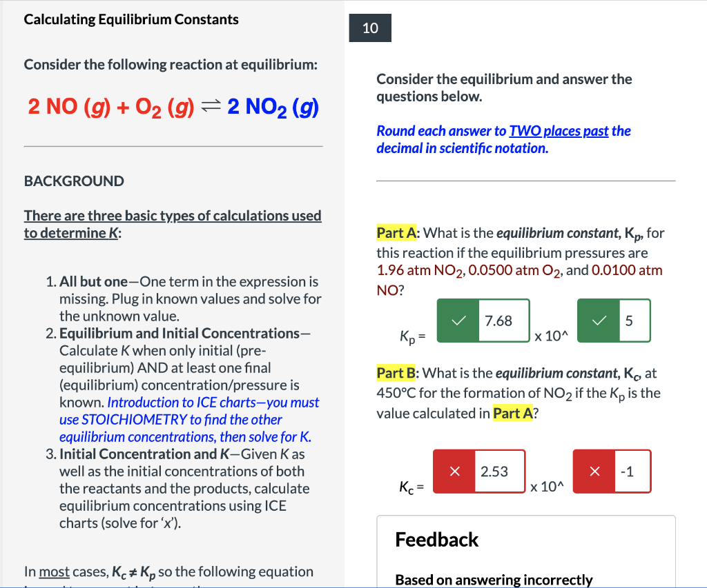 Solved Calculating Equilibrium Constants 10 Consider the | Chegg.com