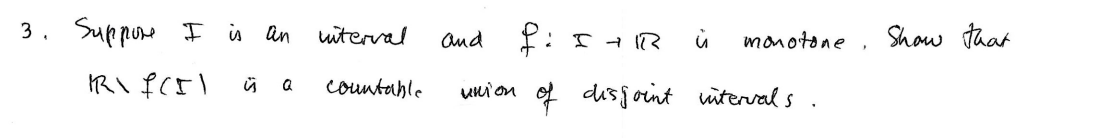 Solved 3. Suppose I is an witerval and f:I→R is monotone. | Chegg.com
