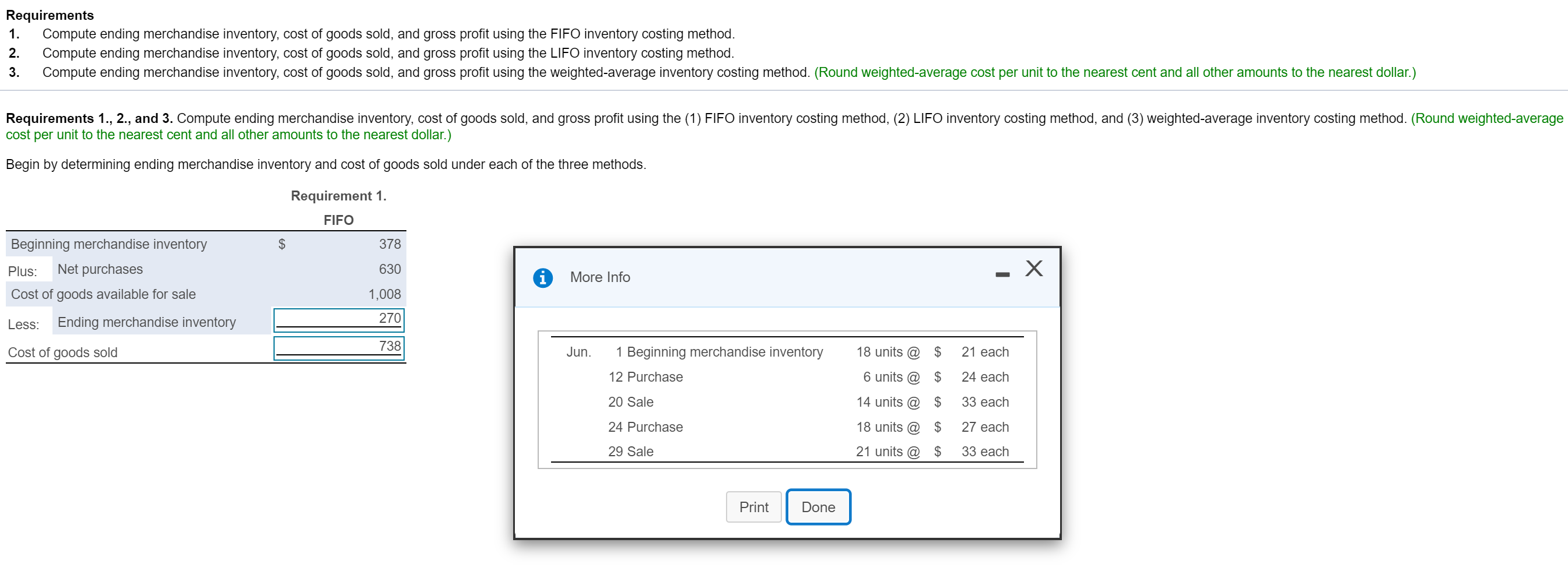 Solved Requirements 1. Compute ending merchandise inventory, | Chegg.com