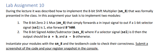 Solved Lab Assignment 10 During the lecture it was described | Chegg.com