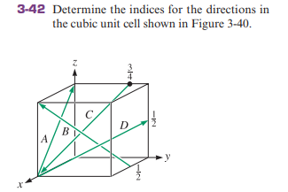 Solved 3-42 Determine the indices for the directions in the | Chegg.com