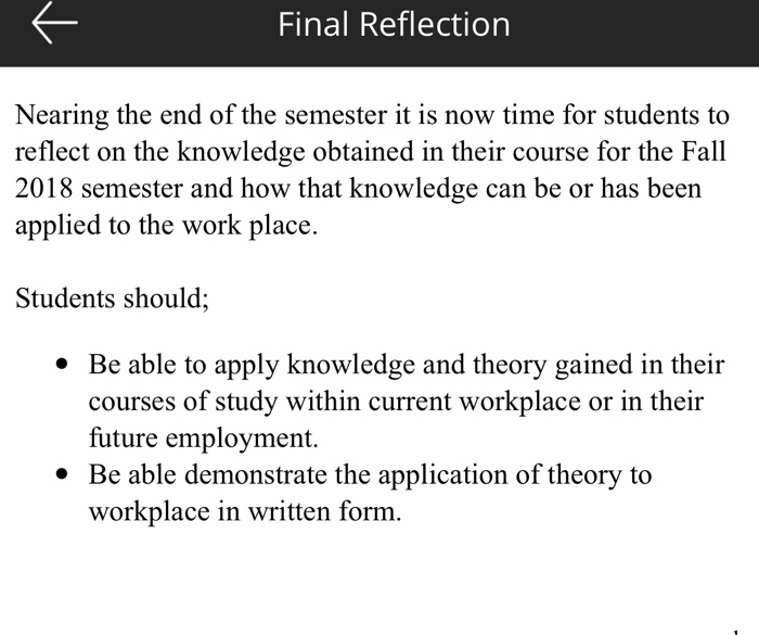 Final Reflection Nearing the end of the semester it | Chegg.com