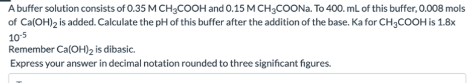 Solved A buffer solution consists of 0.35MCH3COOH and | Chegg.com