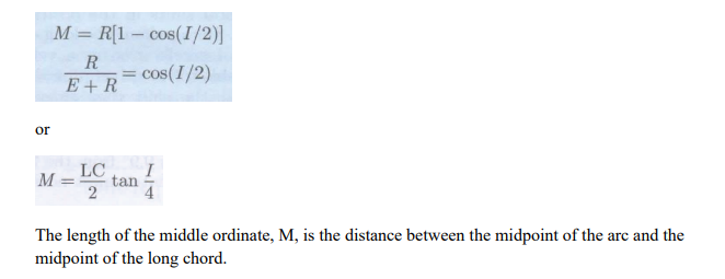 Solved Horizontal Curves: Middle Ordinate Given: A | Chegg.com