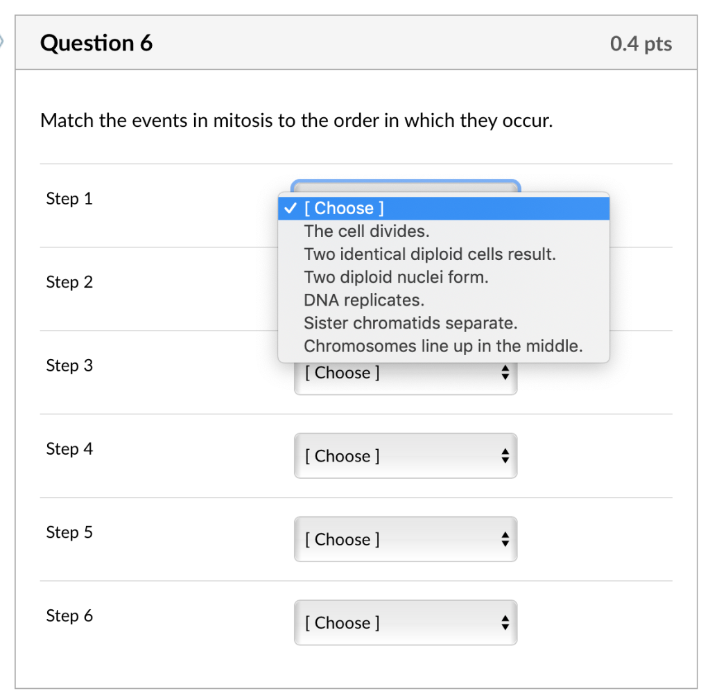 Solved Match the events in mitosis to the order in which | Chegg.com