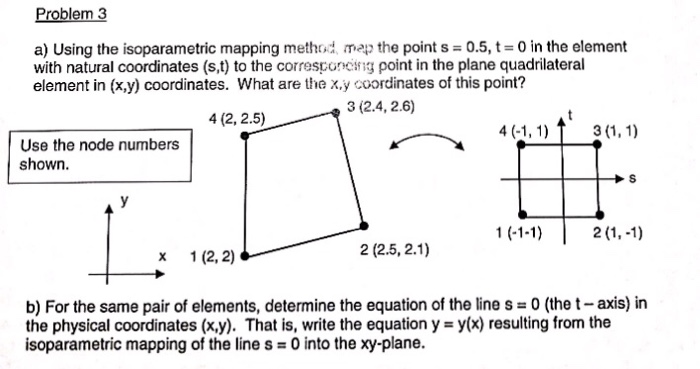 Solved Problem 3 a) Using the isoparametric mapping metrd | Chegg.com