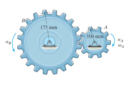 Solved Gear A has an angular acceleration of 4t^3 rads/s2, | Chegg.com