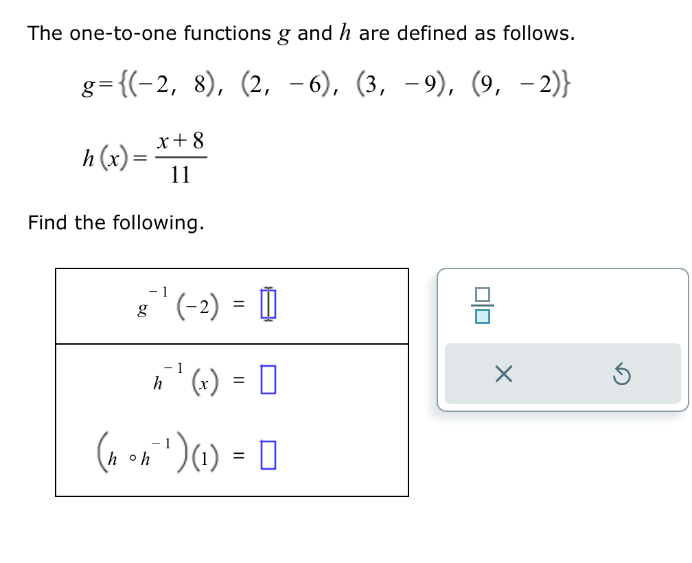 Solved The one-to-one functions g ﻿and h ﻿are defined as | Chegg.com