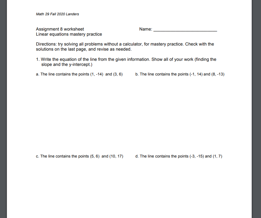 Solved Math 29 Fall 2020 Landers Assignment 8 worksheet | Chegg.com