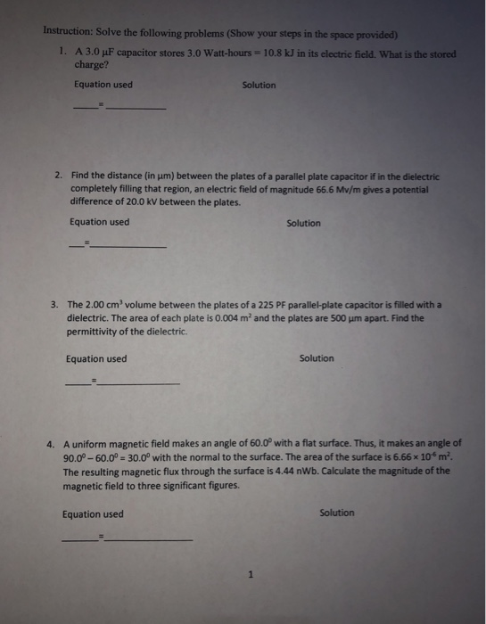 Solved Instruction: Solve the following problems (Show your | Chegg.com