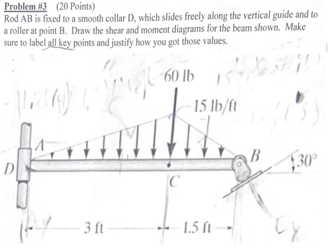 Solved Problem \#3 (20 Points) Rod AB is fixed to a smooth | Chegg.com