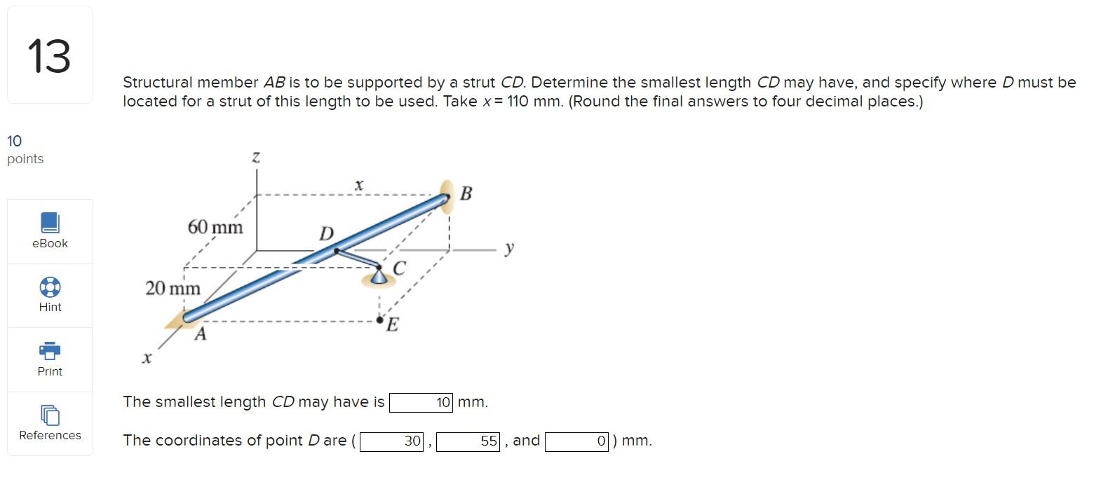 Solved Structural member AB is to be supported by a strut | Chegg.com