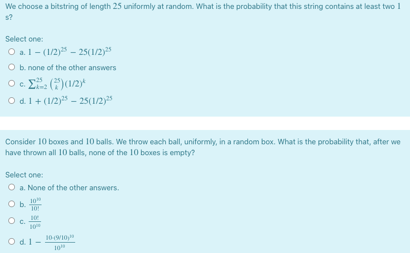 Solved We choose a bitstring of length 25 uniformly at | Chegg.com