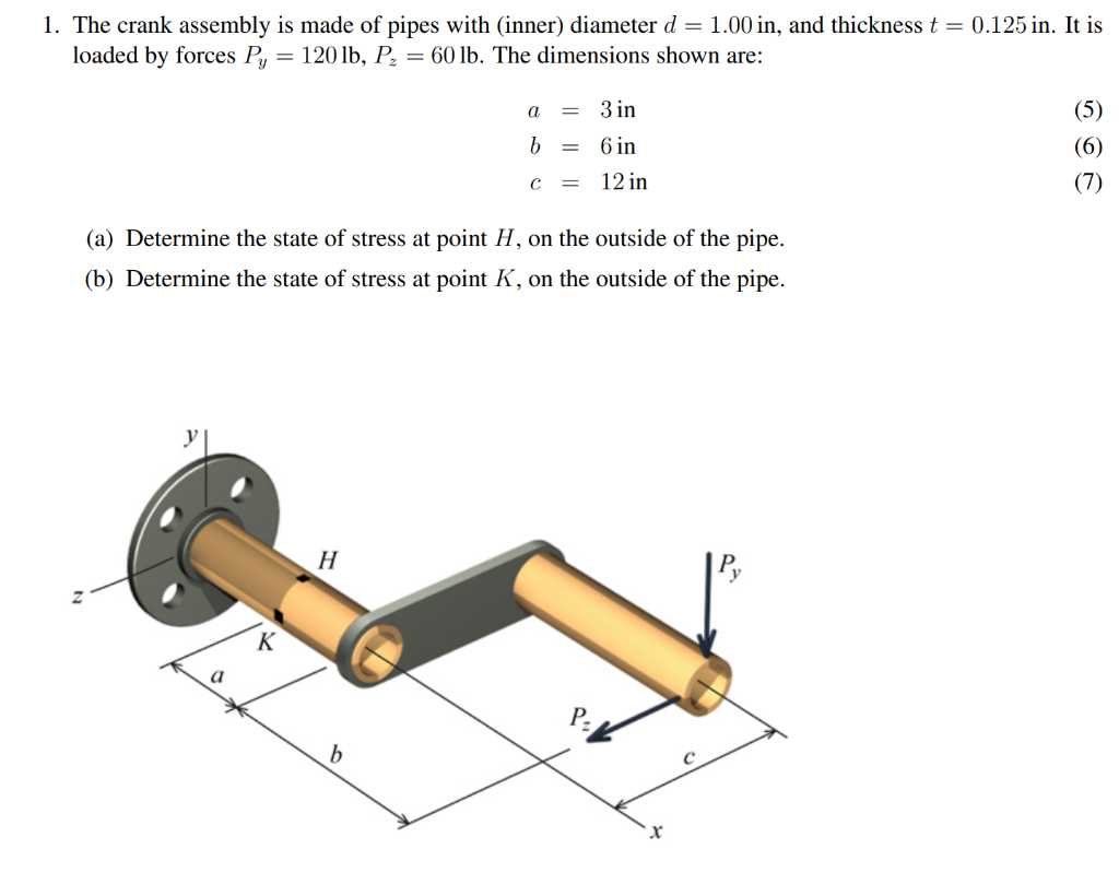 Solved 1. The crank assembly is made of pipes with (inner) | Chegg.com