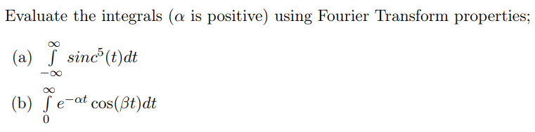 Solved Evaluate the integrals ( α is positive) using Fourier | Chegg.com