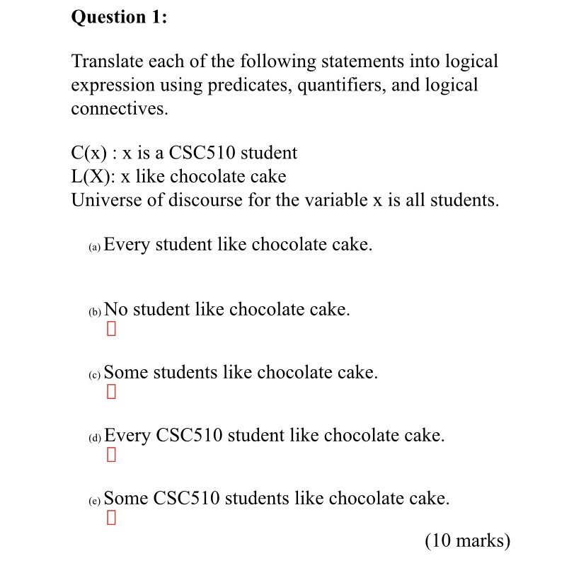 Solved Question 1: Translate each of the following | Chegg.com