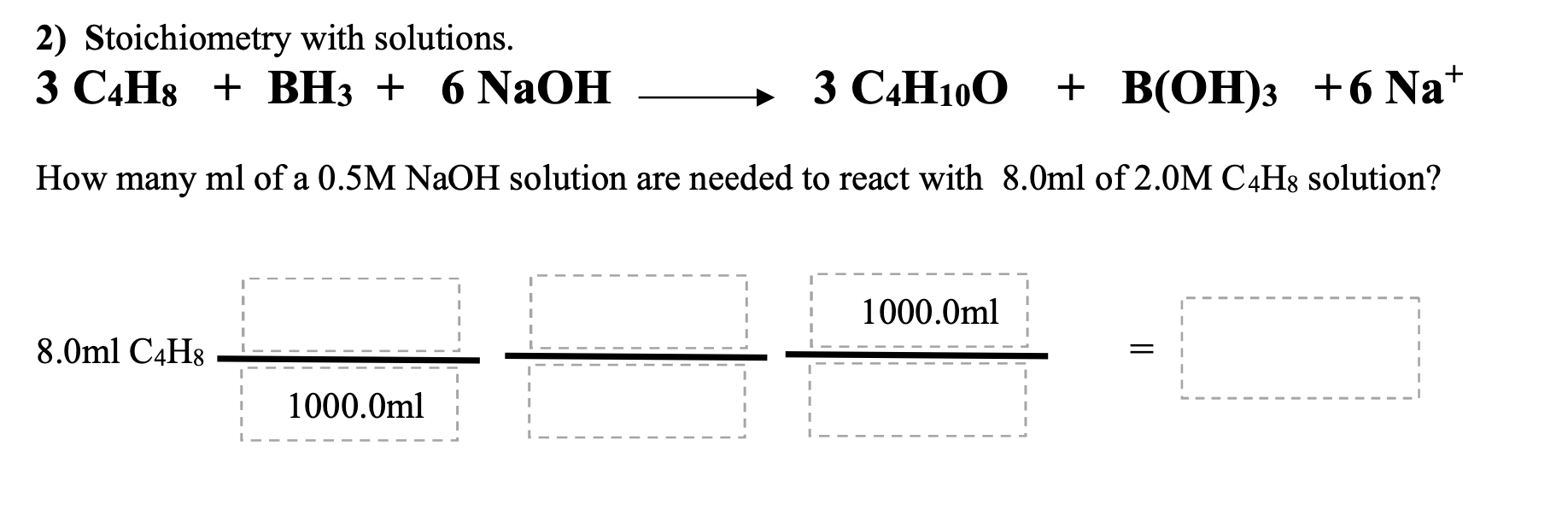 Solved 2) Stoichiometry with solutions. | Chegg.com