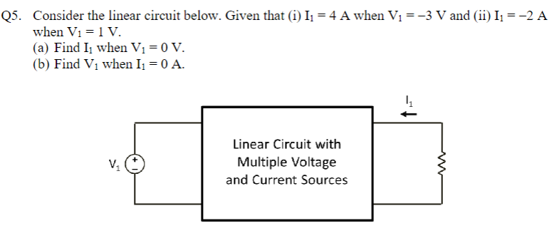 Solved Q5. Consider the linear circuit below. Given that (i) | Chegg.com