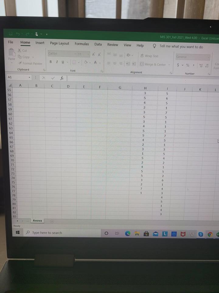 Solved MIS 301_Fall 2021_Wed 4.00 - Exce File Home Insert | Chegg.com