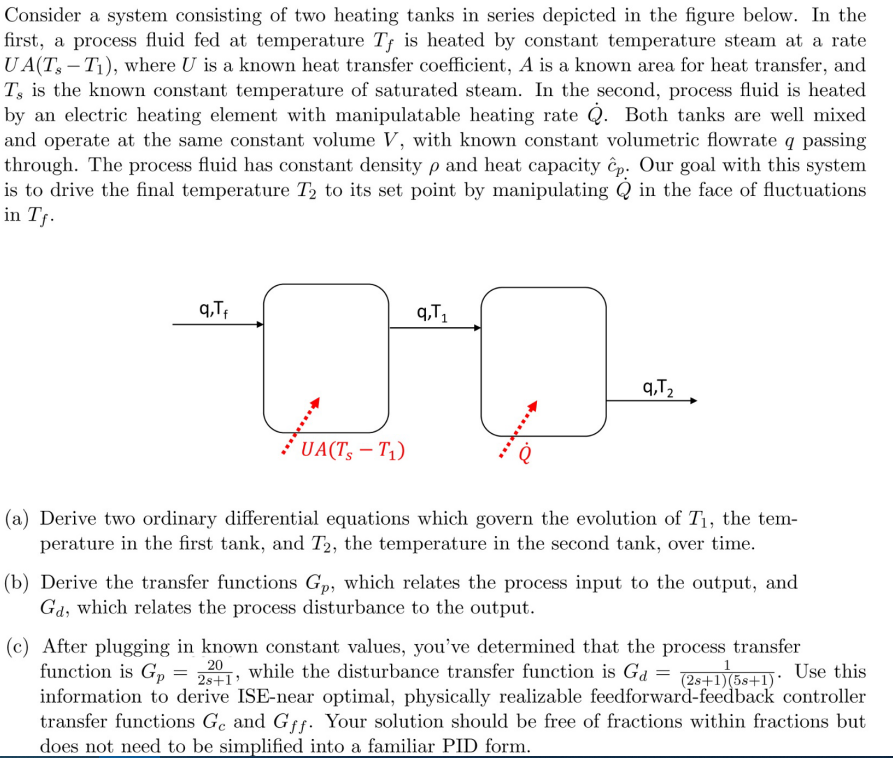 Solved Consider a system consisting of two heating tanks in | Chegg.com