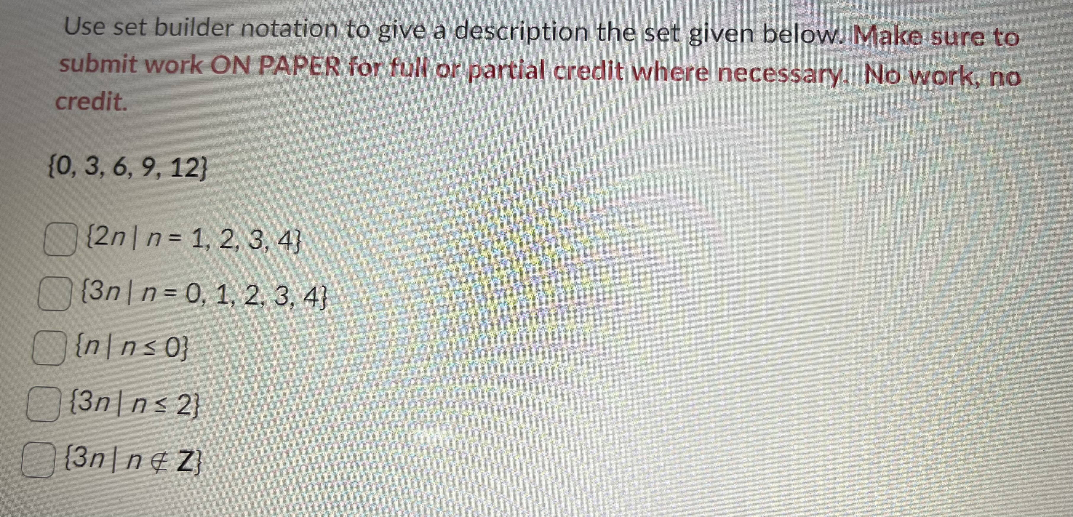 Solved Use set builder notation to give a description the | Chegg.com