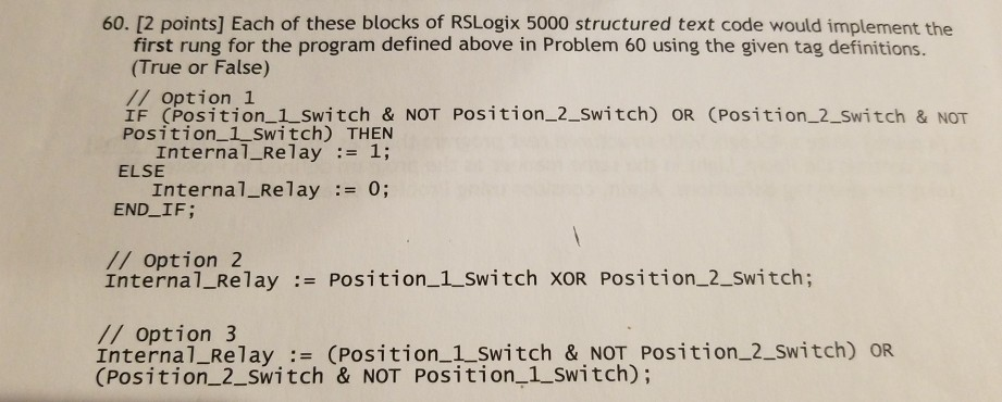 Solved 60. 52 points] Each of these blocks of RSLogix 5000 | Chegg.com