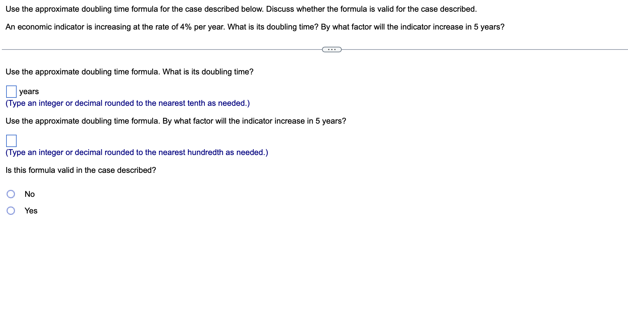 Solved Use the approximate doubling time formula for the | Chegg.com